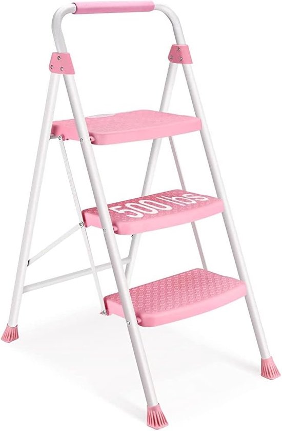 Ladder 3 treden, trapladder met breed pedaal, lichte 150 kg capaciteit ...