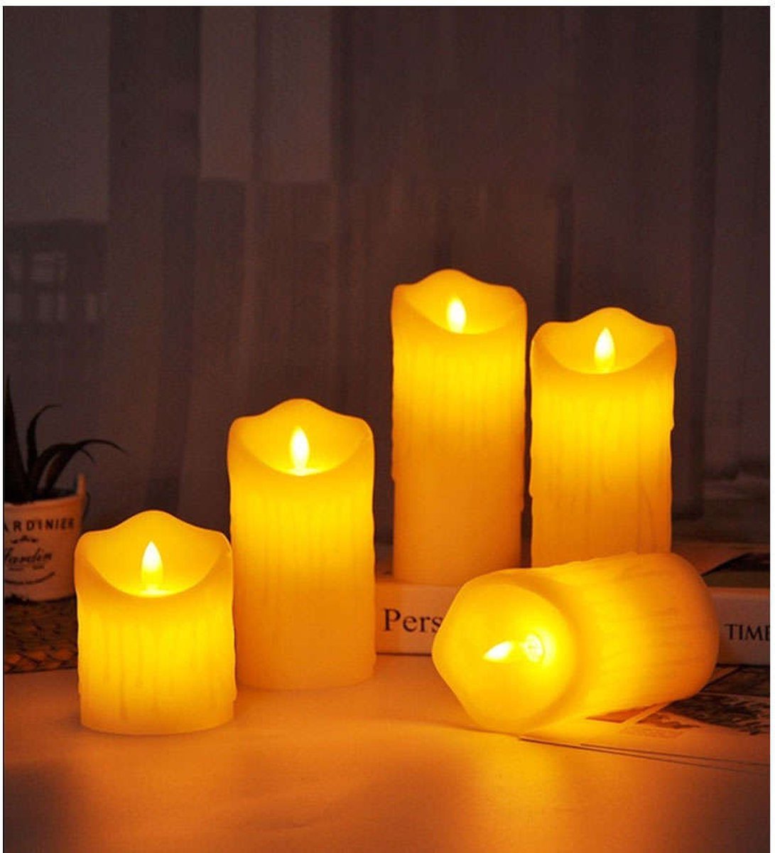 Lanedo Led Kaarsen met Bewegende Vlam - Set van 5 - Led Kaarsen met ...