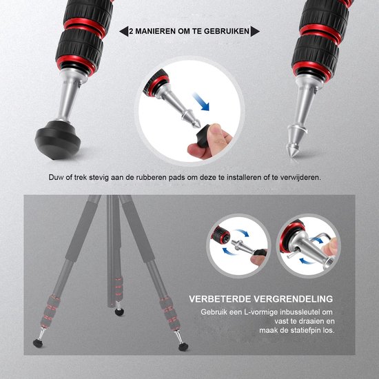 Neewer® - 3punts Poten voor Statief/Rubberen Afdichtingen ...