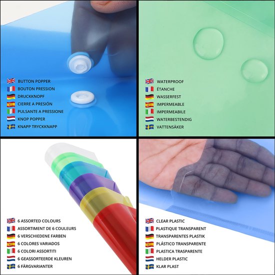 Belle Vous 24 Pak A4 Helder Plastic Mappen – Geassorteerde Kleuren Poly ...