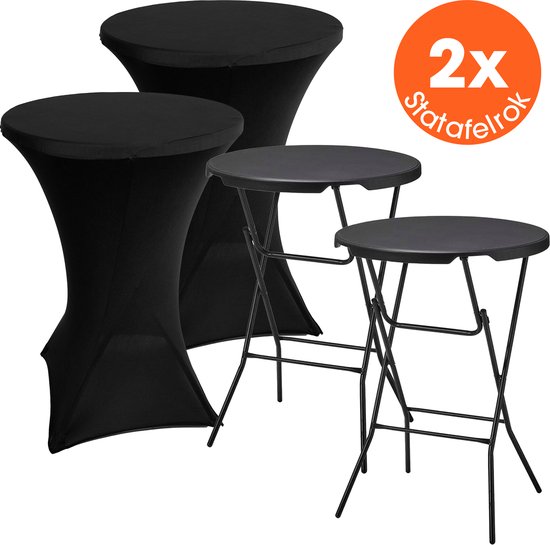 Lenx 2x Zwarte Statafel - Set van 2 - Zwart - ø80x110 cm - Inclusief 2x Zwarte... | bol