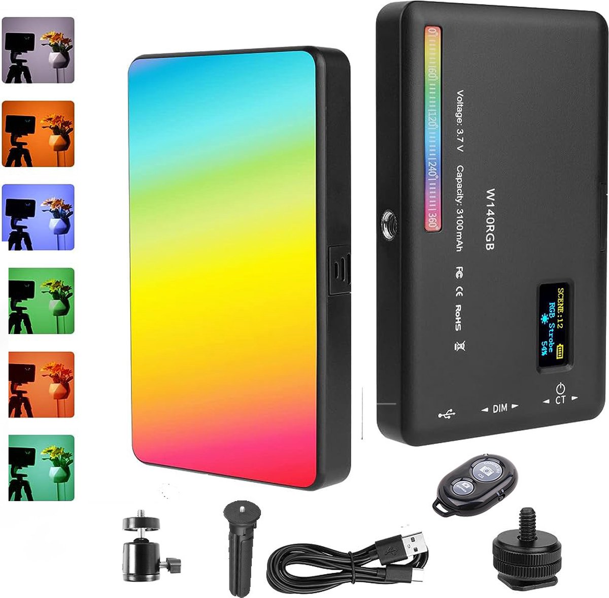 Luminex Multi Color LED-lamp W140 - RGB Video Lamp - Incl. bluetooth ...