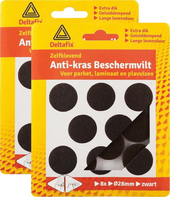 Deltafix beschermvilt voor onder stoelen - Zelfklevend & rond - Zwart ...