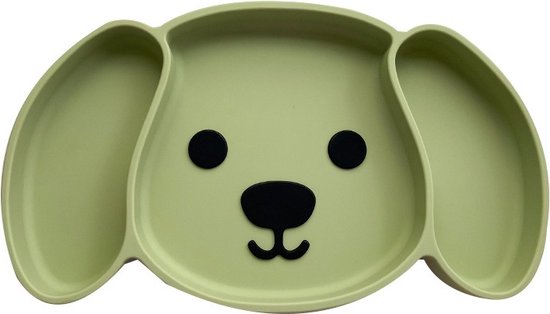 LITTLE-BUNNY silicone baby bordje met zuignap - hond groen - babybord ...
