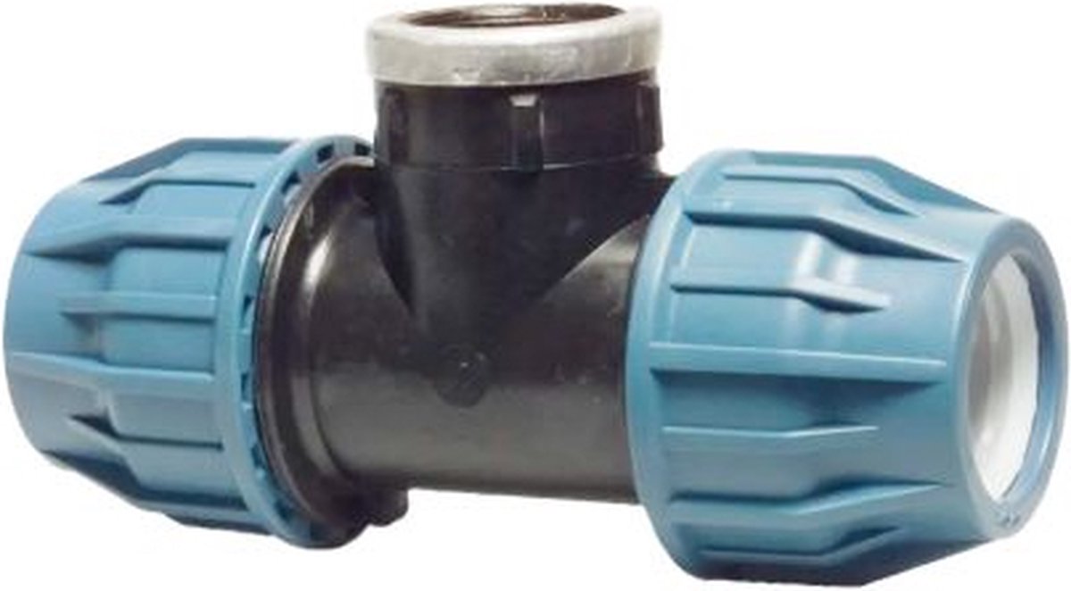 Jason T-stuk 90° PP 20 mm x 1/2" x 20 mm knel x buitendraad x knel 16bar zwart/blauw... | bol.com