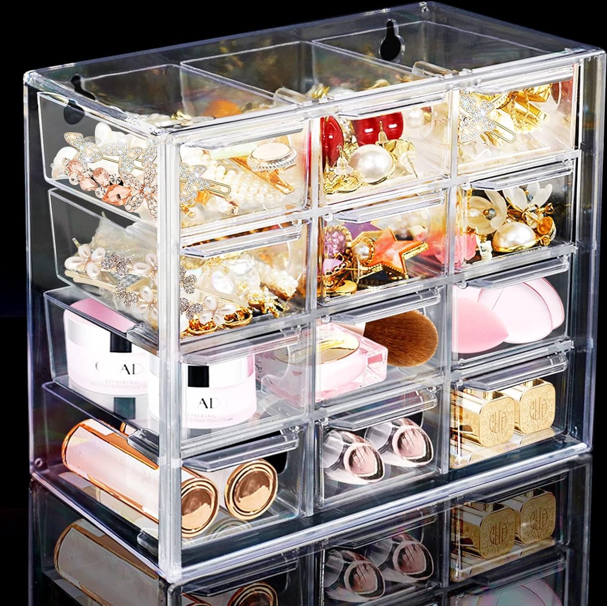 opbergdoos met 12 mini-laden, transparante bureau-handwerk, ladekast ...
