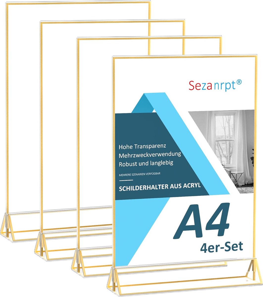 Lot de 4 porte-affiches A4 en acrylique avec tableau doré, mariage ...