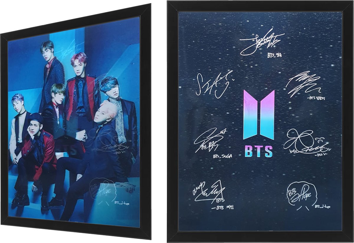 BTS Kpop Poster + Lijst 3D - 3D Effect - Handtekeningen/Zangers | bol