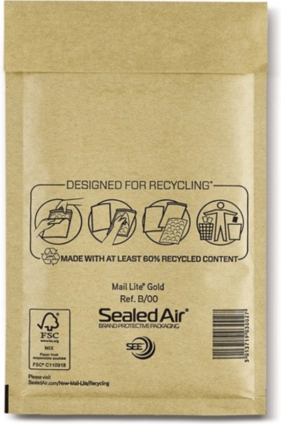 100x 100x Sealed Air® luchtkussen envelop bruin 150 x 210 mm - Met plakstrip -... | bol