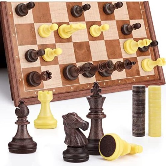 Dambord Met Damstenen - Damspel - Dambord Hout - Dambord Kinderen ...