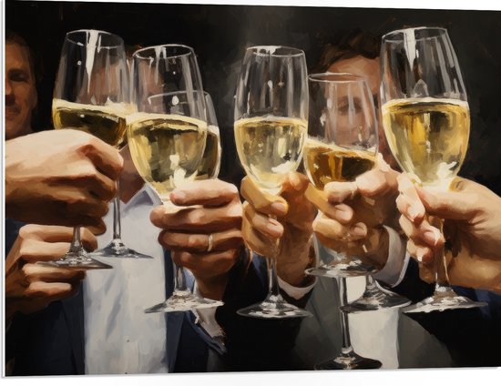 PVC Schuimplaat - Mensen - Wijn - Alcohol - Proosten - 80x60 cm Foto op ...