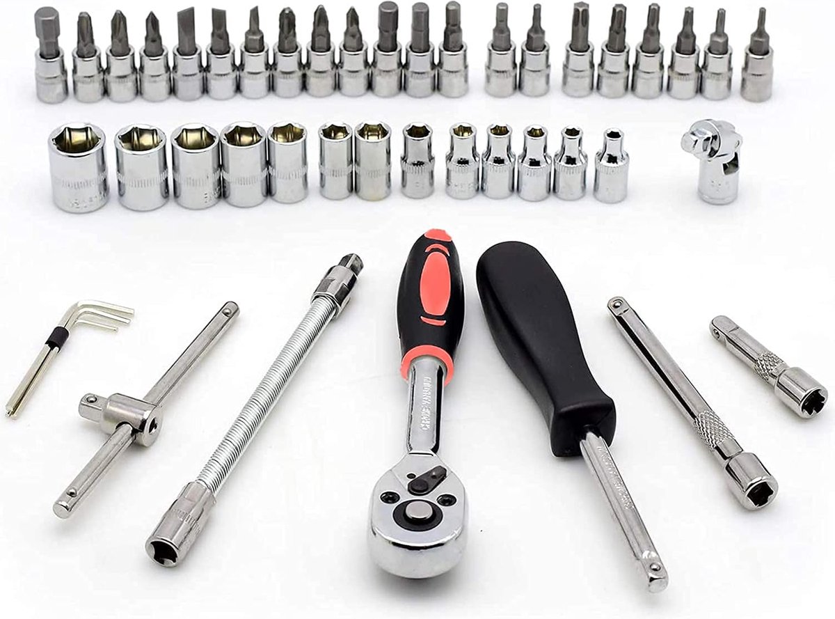 46-delig Dopsleutelset, Doppenset met 1/4" Ratschenschlüssel ...