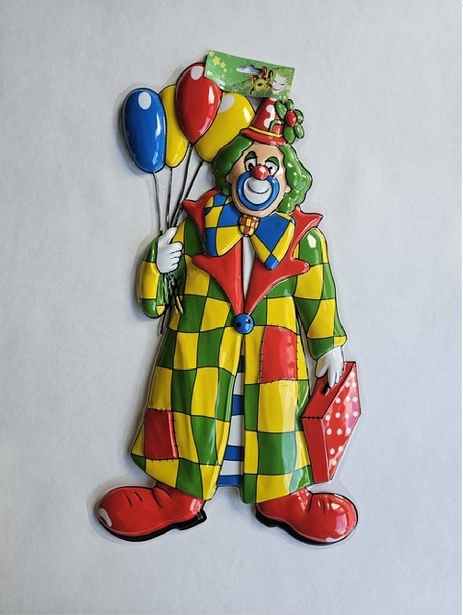Carnaval wand decoratie bord clown met ballonnen Carnaval / Nar / Clown ...