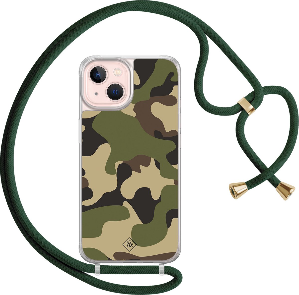 Casimoda® - iPhone 13 hoesje met groen koord - Camouflage - Afneembaar ...