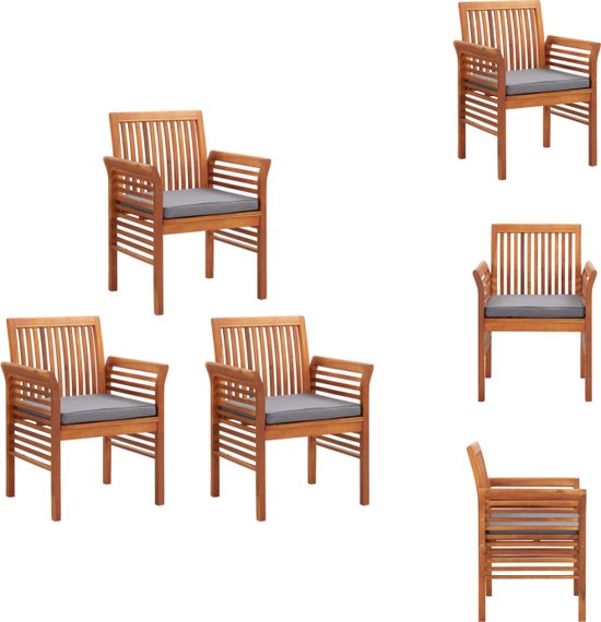 vidaXL Eetkamerstoelen Acaciahout - 64 x 60 x 90 cm - Bruin frame ...