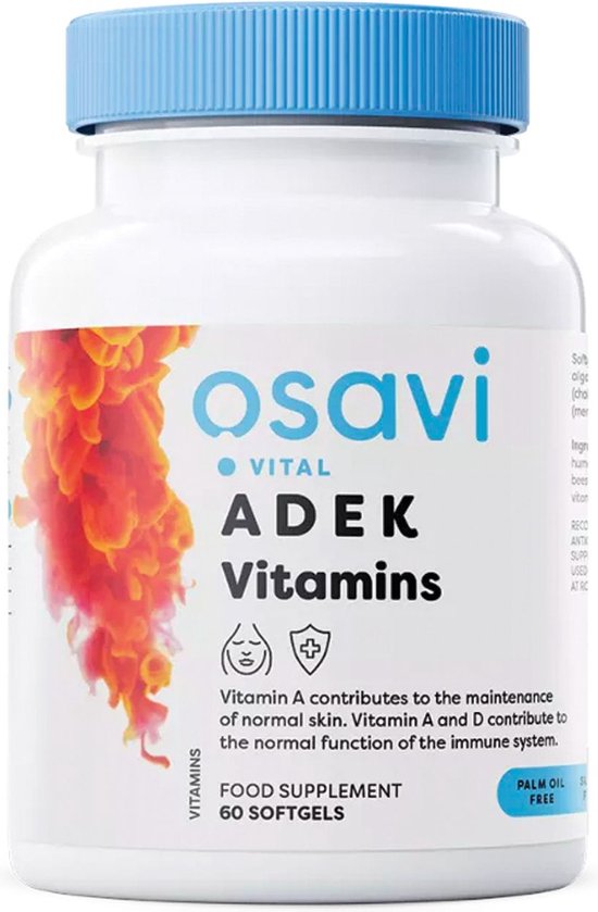 Vitamine ADEK - 60 softgels - Vitamine A (Bètacaroteen) - Vitamine D3 ...
