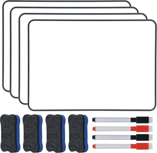4 stuks 30 x 21 cm wit bord droog afwasbaar mini whiteboards, A4 ...