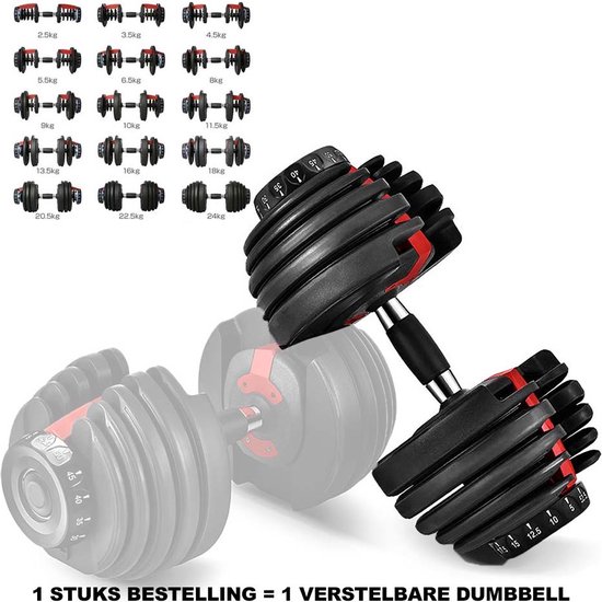 Verstelbare Dumbbell 24 KG | Aanpasbare Halter Gewichten | 15 Dumbbells ...