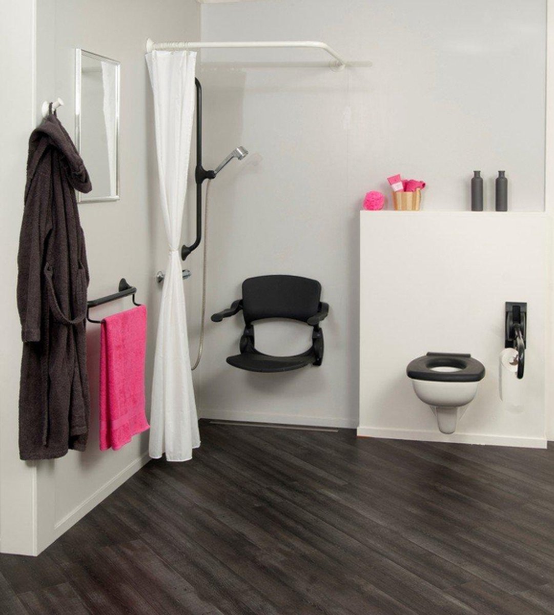 Handicare douchezitting opklapbaar met rug en armleuning antraciet | bol