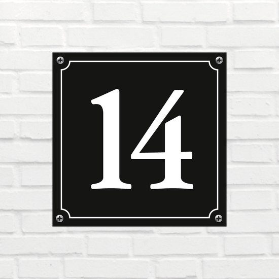 Huisnummerbord Klassiek - Nummer 14 - 14 x 11 cm - incl. bevestiging ...