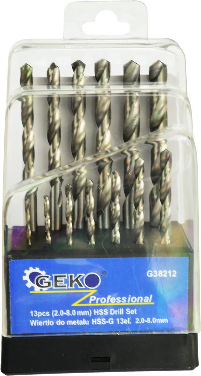 Borenset - 2 tot 8 mm - HSS boren - 13 delig - GEKO | bol