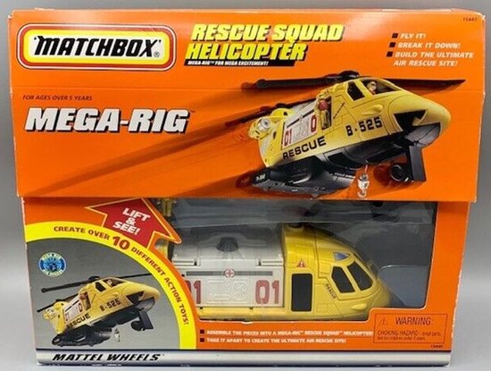 Matchbox Mega Rig Rescue Squad Helicopter - Vintage 1997 Mattel | bol