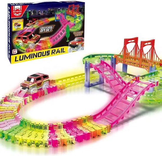 Luminous Rail - Bend Flex en Glow in the Dark Track set - racebaan - 85 ...