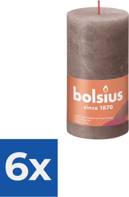 Bolsius Stompkaars Rustic Taupe Ø68 mm - Hoogte 13 cm - Taupe - 60 ...