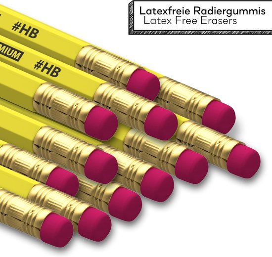 Tritart Potloden, 84 potloden met HB vulling + gum, HB potloodset met ...
