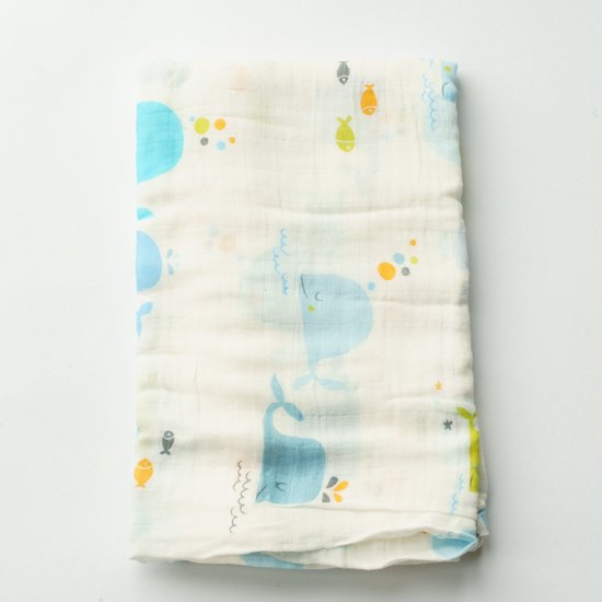 Tess & Tobi | Hydrofiele doek XL | Duurzaam | 120x110 | Walvissen | bol