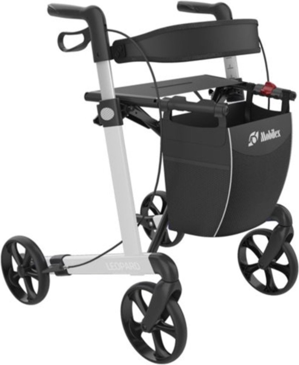 Mobilex Leopard Rollator - Zilver - 62 cm - Lichtgewicht en opvouwbaar ...