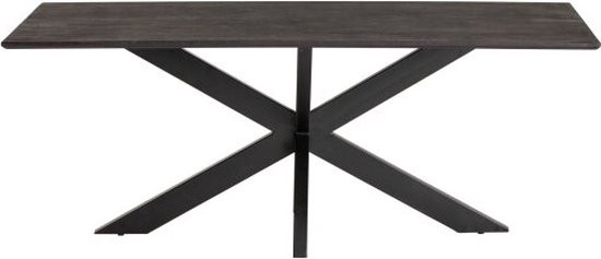 Eettafel Aletta 180 cm verjongde rand mangohout - Zwart | bol