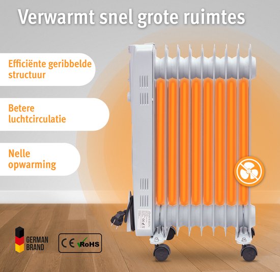 Johannson Oliegevulde Radiator 2000 Watt Vermogen | Mobiele Verwarming ...