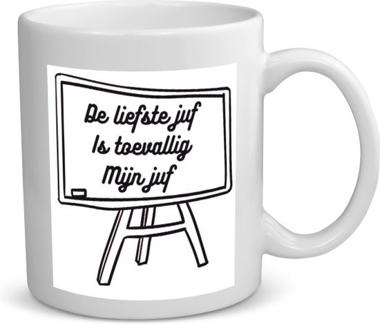 De liefste juf is toevallig mijn juf Mok met opdruk Docent cadeau ...