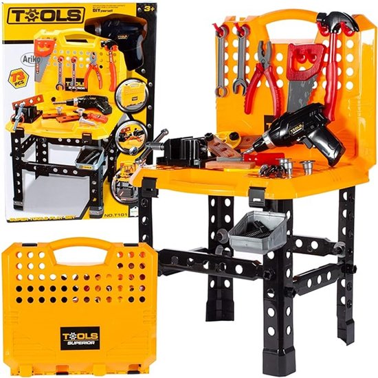 Ariko XXL Werkbank met gereedschap | 73 delig | Speelgoed gereedschap | Gereedschapset... | bol