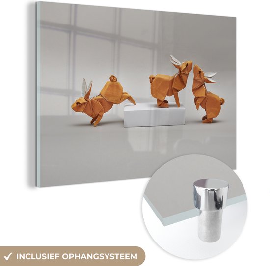 MuchoWow® Glasschilderij 90x60 cm - Schilderij acrylglas - Paper art ...