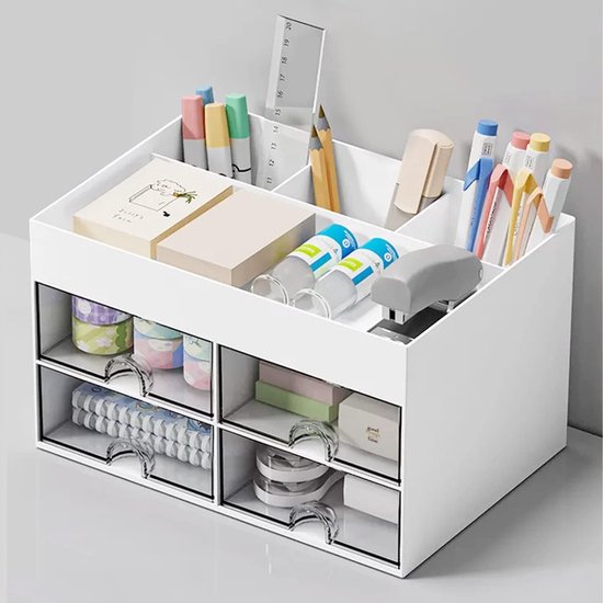 Desk Organiser with 4 Drawers, Multifunctional, Space-Saving Desk ...
