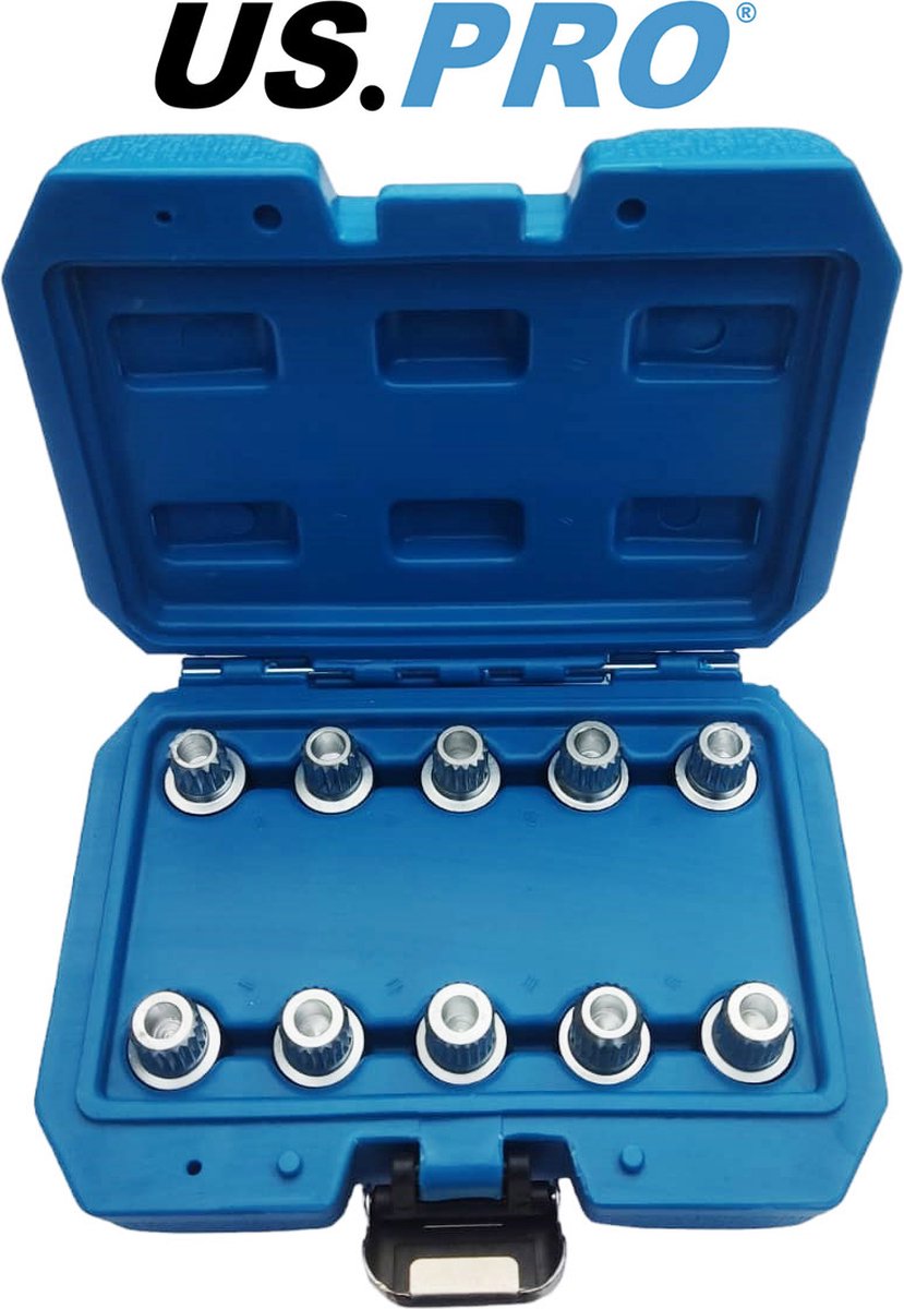 Slotbout sleutelset / Wielslotbout doppenset voor BMW wielbouten (10 ...