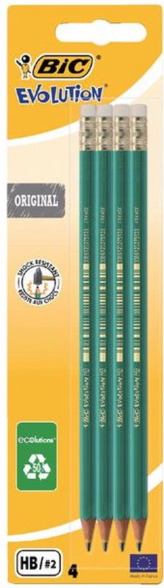 Potlood bic evolution ecolutions hb met gumtop | 25 stuks | bol