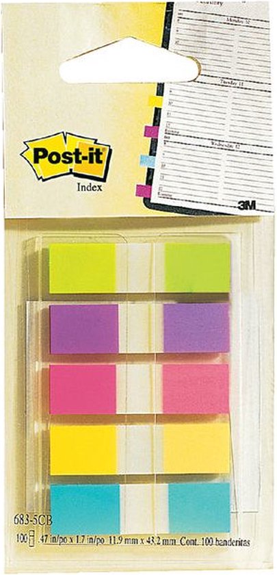 Indextabs 3m post-it 6835cb split 12mm ass | Set a 100 stuk | 6 stuks | bol