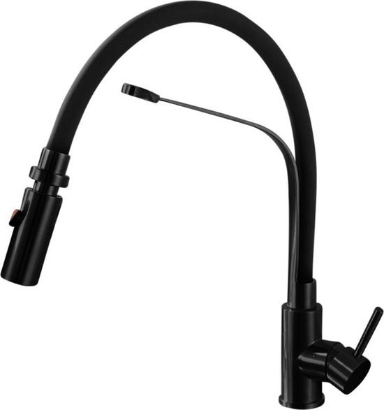 LABOZA - Handler Zwart Keukenkraan met Uittrekbare Uitloop | bol