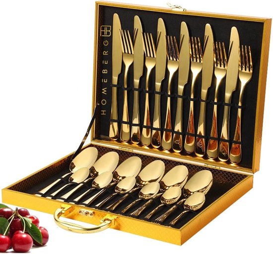 Levabe 24 Delig Bestek set - Goud - 6 Persoons - Gouden bestek set ...