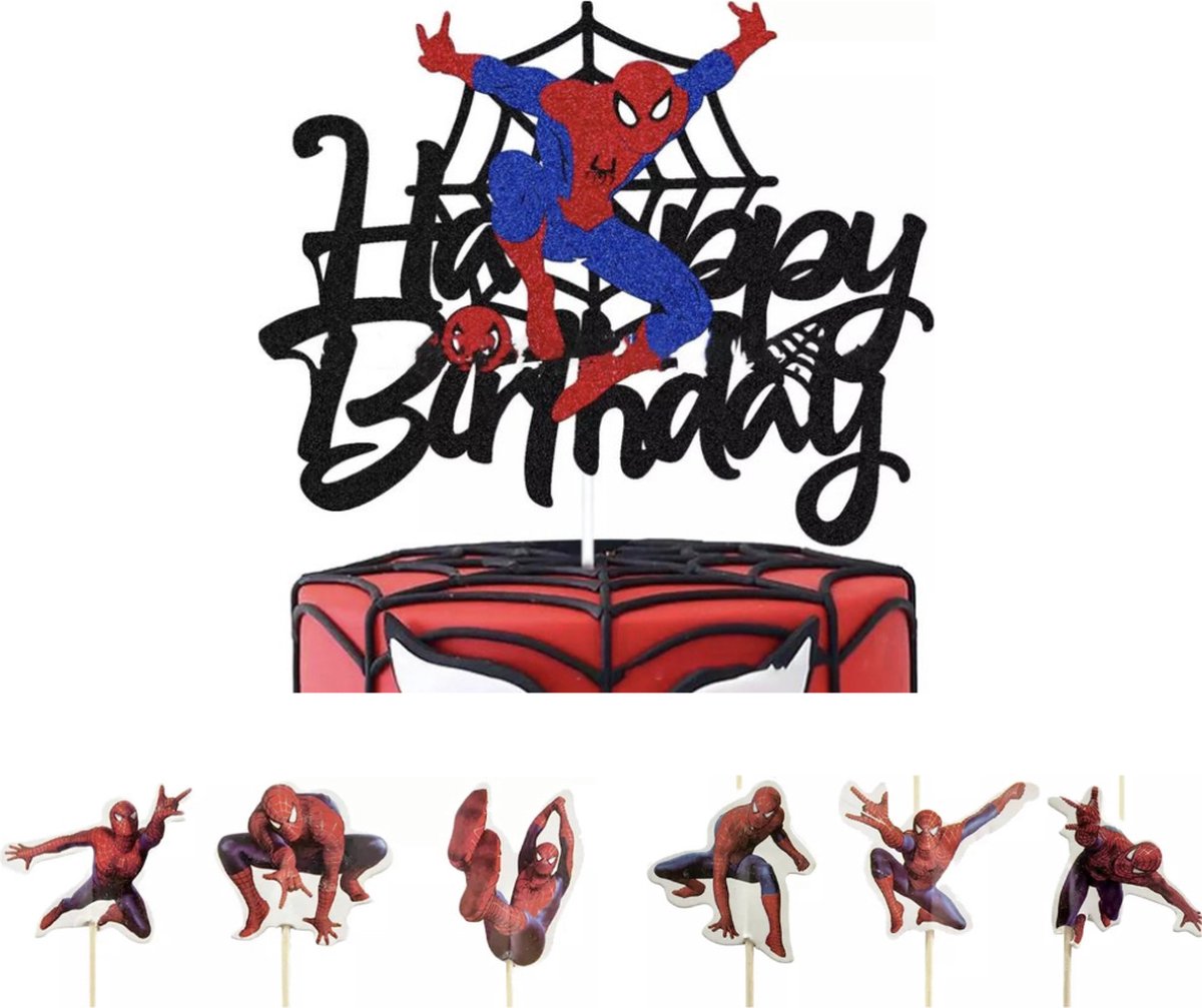 Spiderman Taart Decoratie Set - 1 Taart topper en 24 Cupcake Toppers ...