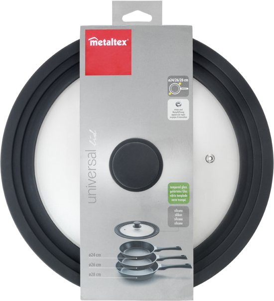 Metaltex - Pannendeksel 24-28 cm - Universeel Glazen deksel - Met Siliconen Rand en... | bol