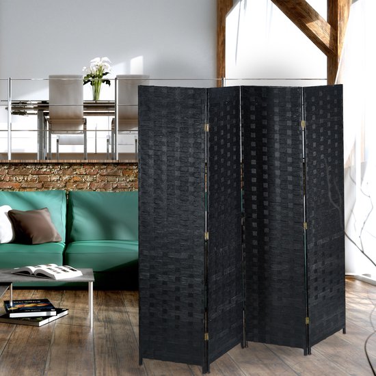 Relaxdays kamerscherm zwart - 4-delig - room divider - paravent ...