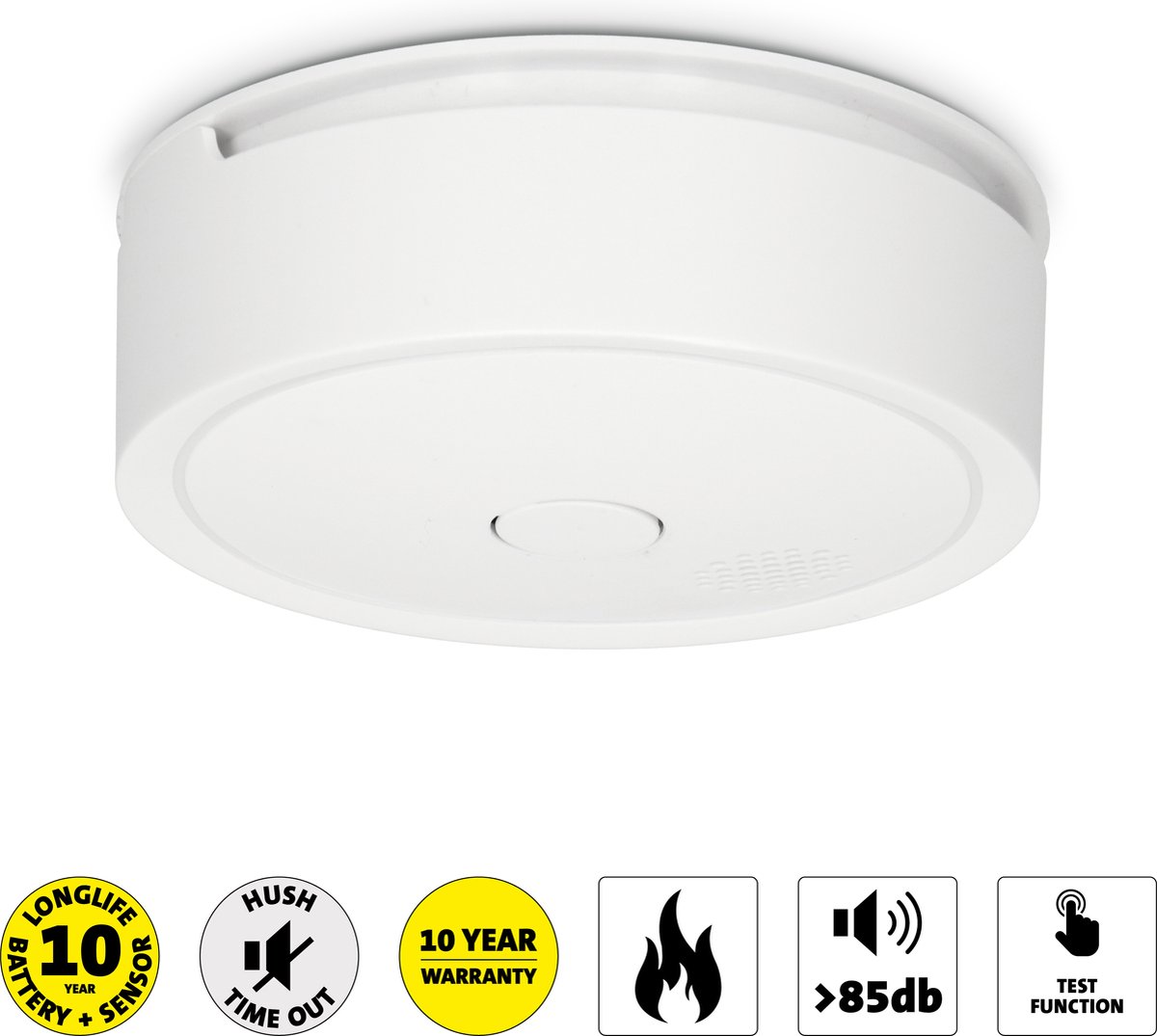 Alecto SA61 - Draadloze koppelbare rookmelder 10 jaar, wit | bol