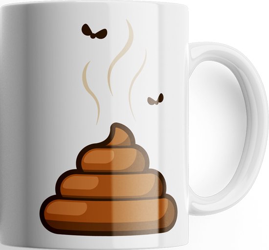 1 april mok- mok met drol - cadeau mok - mok 300 ml - Mok grappig | bol.com