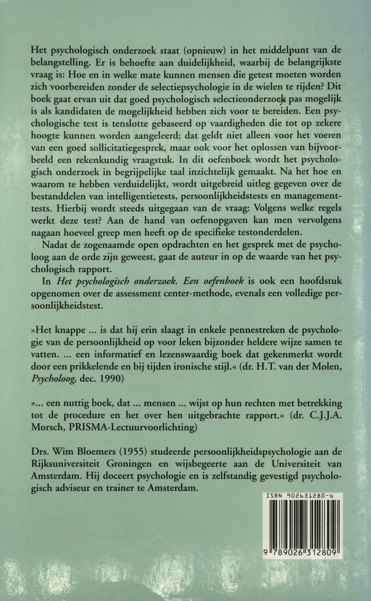 Het psychologisch onderzoek, Wim Bloemers | 9789026312809 | Boeken | bol