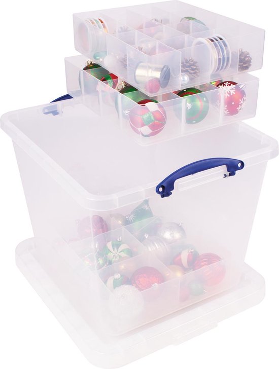 Really Useful Box opbergdoos, 60 l, met inzetbakje, transparant | bol.com