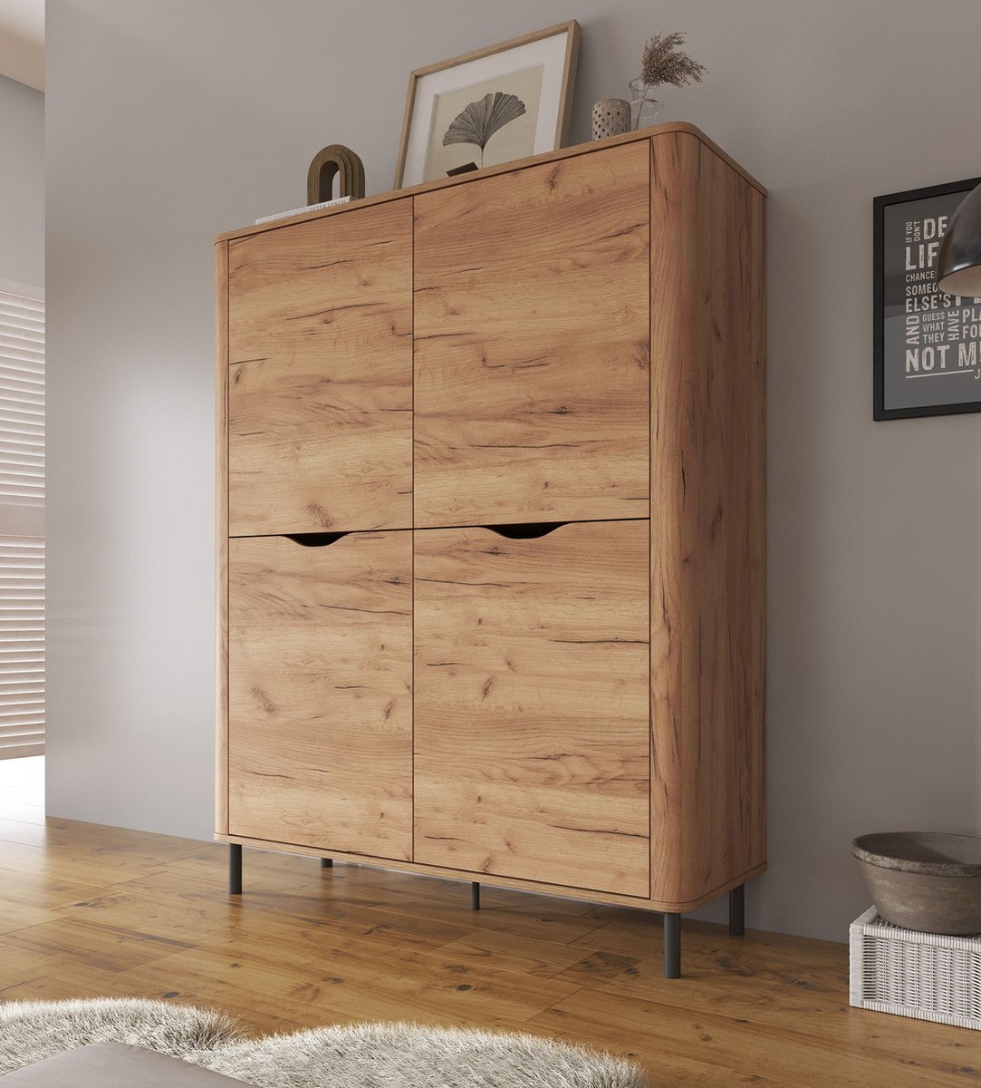 Meubella - Kast Sann - Eiken - 113 cm | bol.com